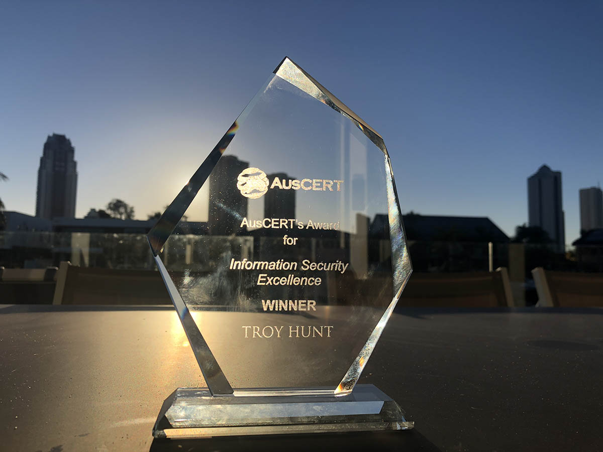 Troy Hunt: AusCERT and the Award for Information Security Excellence
